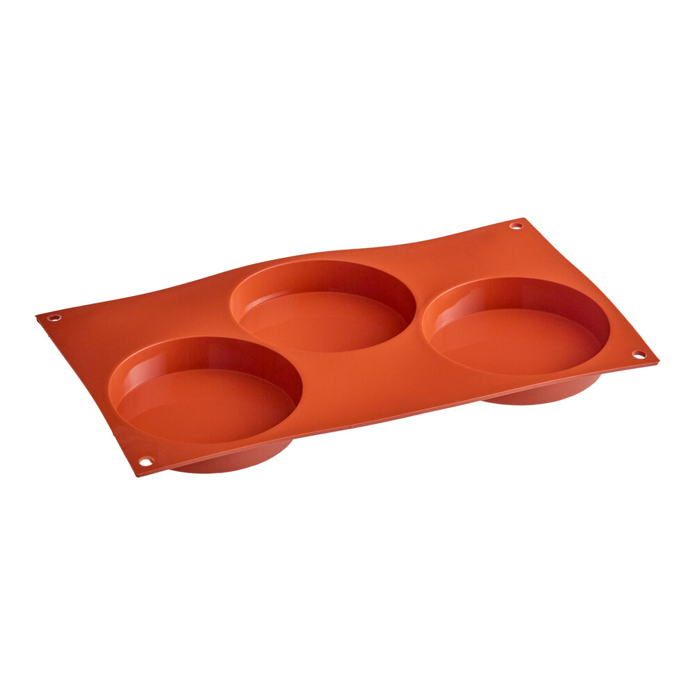 Silikomart SF042 SiliconFLEX 3 Compartment Sponge Base Silicone Baking Mold - 4 1/16" x 4 1/16 ...