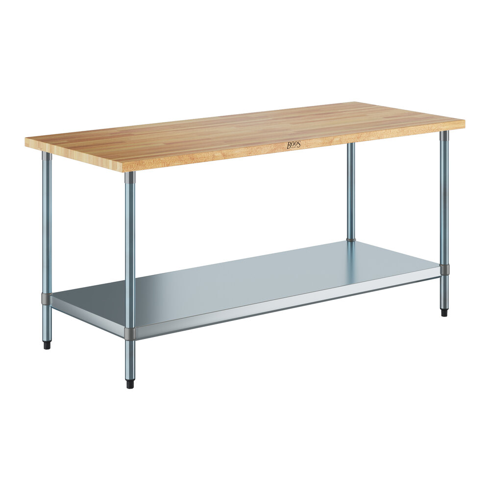 John Boos Work Table - Wood Top w/ Galvanized Base (30"x72")