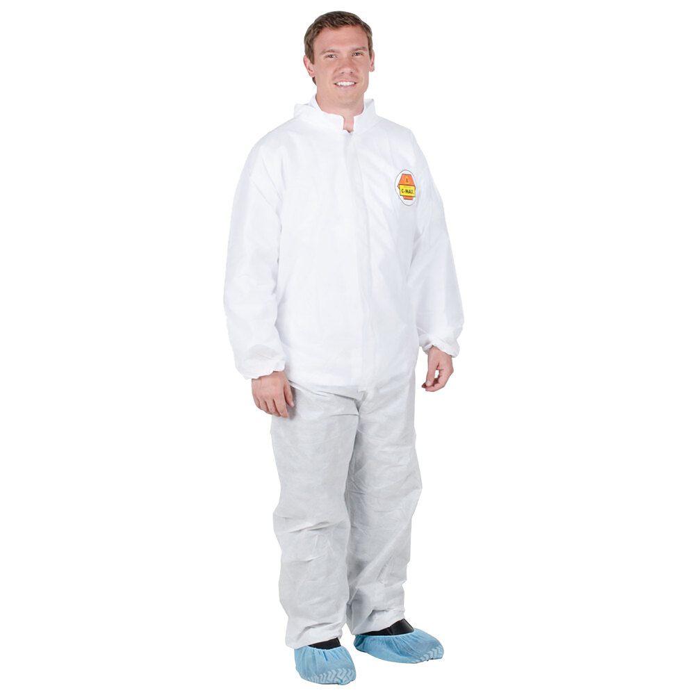 Cordova White C-Max Standard Weight Poly 3-Layer Propylene Coveralls ...