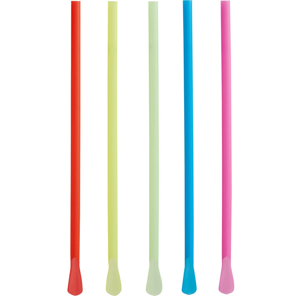 Choice 8" Super Jumbo Boldly-Colored Unwrapped Spoon Straw - 10,000/Case