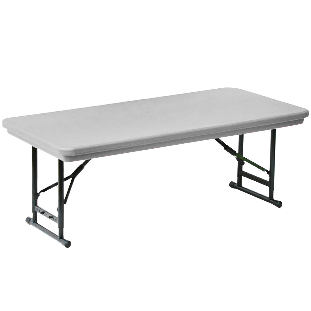 Correll Adjustable Height Folding Table, 30" x 72" Plastic, Gray ...