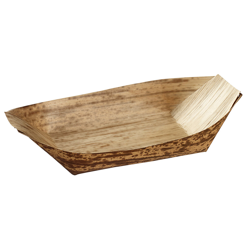 Solia VO13012 8" x 5" x 2" Bamboo Leaf Boat Dish - 1,000/Case