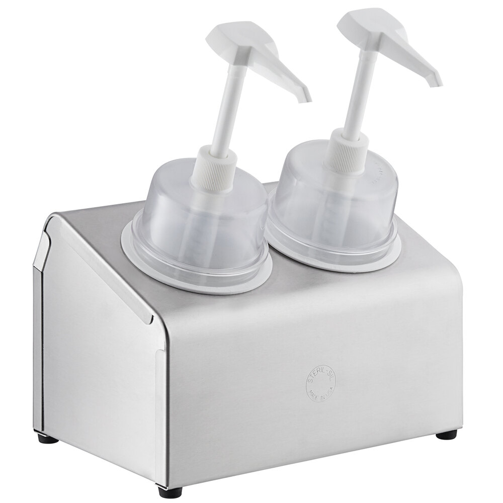 Steril-Sil 30 oz. 2-Compartment Stainless Steel Condiment Dispenser Kit ...