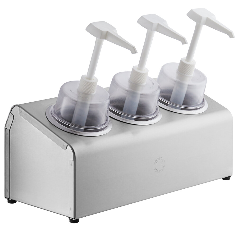 Steril-Sil 30 oz. 3-Compartment Stainless Steel Condiment Dispenser Kit ...