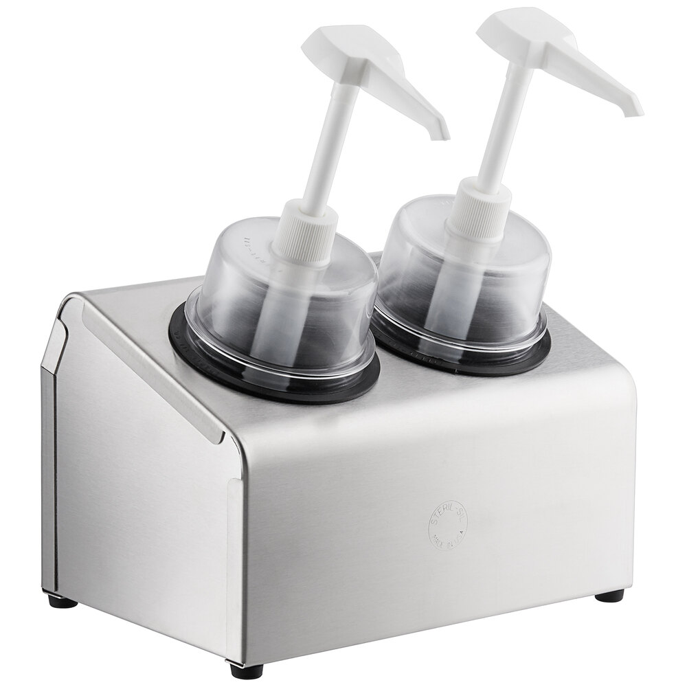 Steril-Sil 30 oz. 2-Compartment Stainless Steel Condiment Dispenser Kit ...