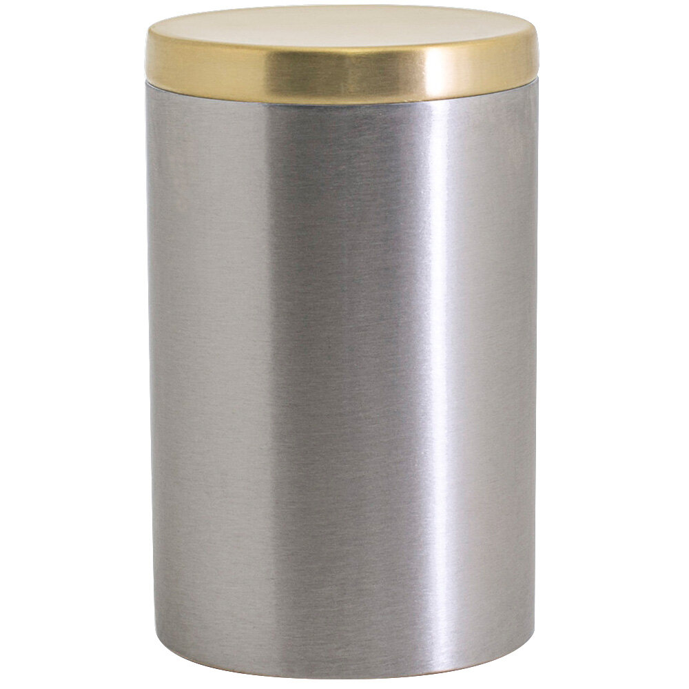 room360 10 oz. Round Brushed Stainless Steel Jar with Matte Brass Lid ...