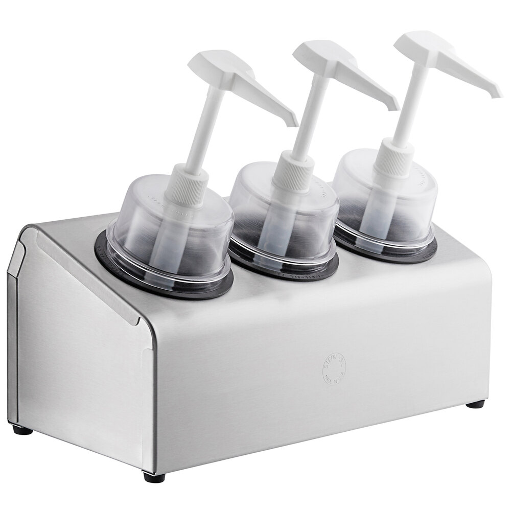 Steril-Sil 30 oz. 3-Compartment Stainless Steel Condiment Dispenser Kit ...