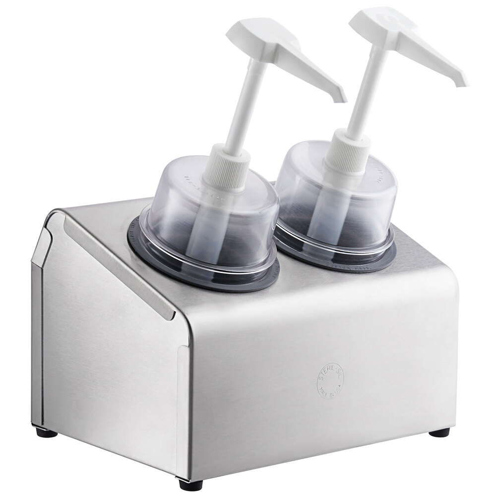 Steril-Sil 30 oz. 2-Compartment Stainless Steel Condiment Dispenser Kit ...