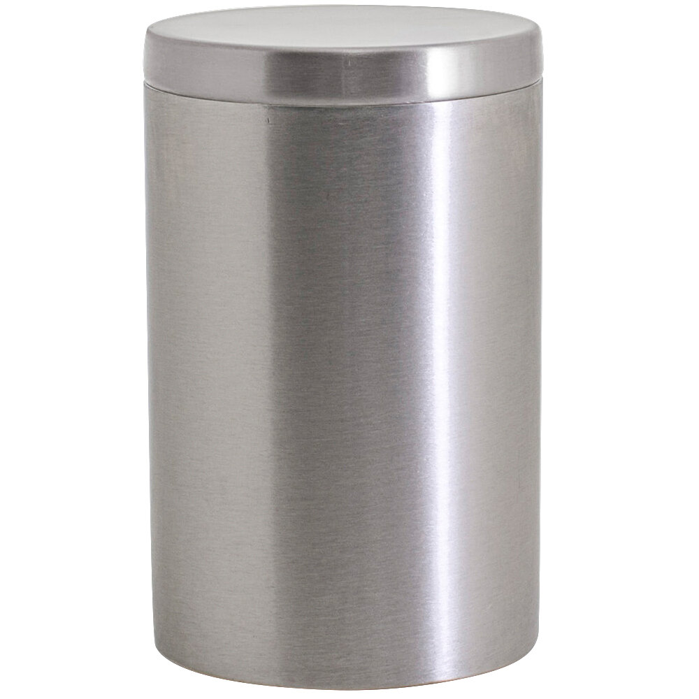 room360 10 oz. Round Brushed Stainless Steel Jar with Lid - 12/Case
