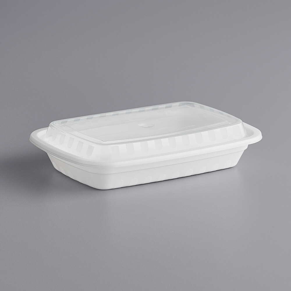 Choice 16 oz. White Rectangular Microwavable Heavy Weight Container ...