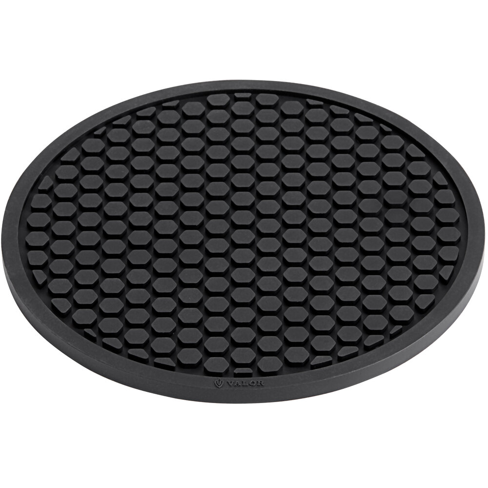 Valor 6 3/4" Round Heat-Resistant Black Silicone Trivet