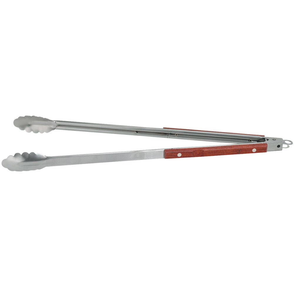 Outset® QB22 21 3/4" Stainless Steel Tongs with Rosewood Handles