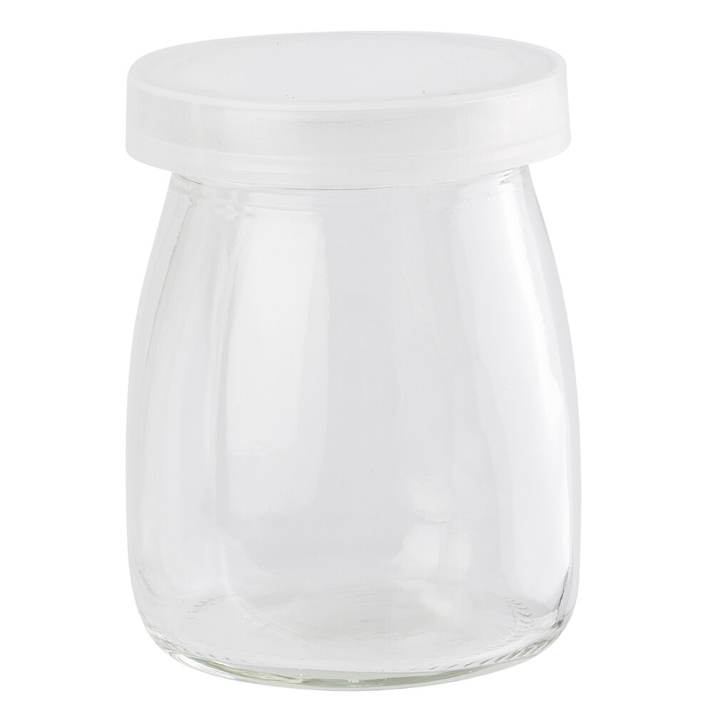 TableCraft SGJ4 4 oz. Glass Single Serve Jar with Plastic Lid - 12/Pack