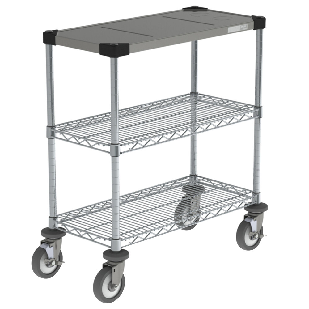 Metro CR1430DTOSC Drive-Thru Order Staging Prep Cart with Wire Shelving ...