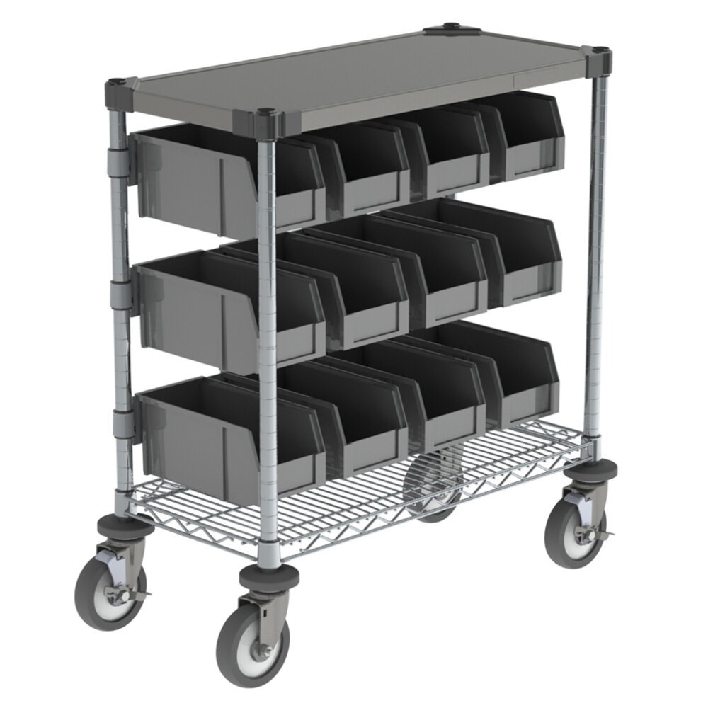 Metro CR1430CC 33 3/4" Stainless Steel Condiment Cart with Removable Bins