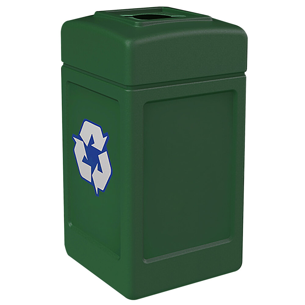 Commercial Zone 746353 Polytec 42 Gallon Forest Green Square Recycling ...