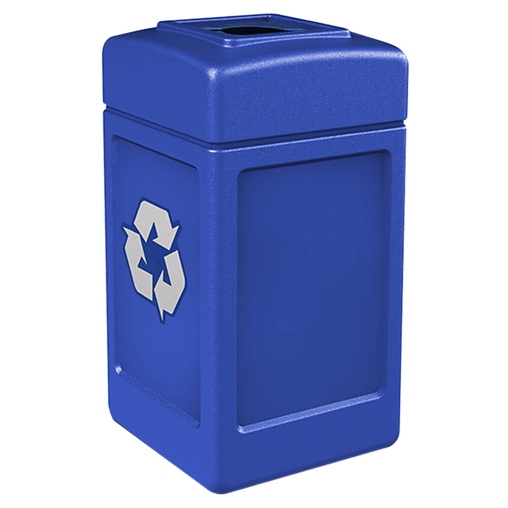 Commercial Zone 746304 Polytec 42 Gallon Blue Square Recycling Bin with ...