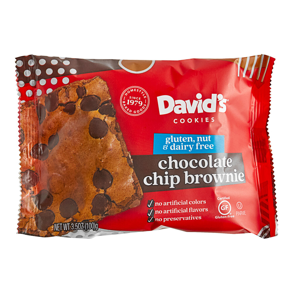 David's Cookies Gluten-Free Chocolate Chip Brownie Bars - 48/Case