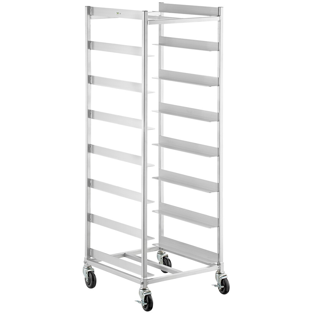 Regency 8 Shelf Welded Aluminum Glass Rack Cart with 8" Spacing