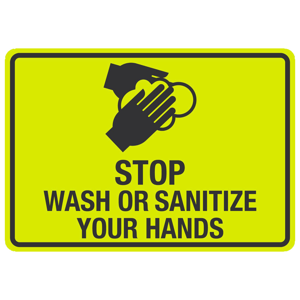 "Stop / Wash Or Sanitize Your Hands" Engineer-Grade Reflective Black ...