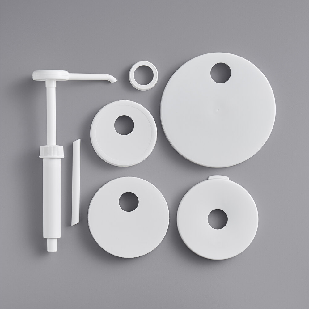 TableCraft 662K 1 oz. Condiment Pump Kit with Pump and 5 Adapter Lids