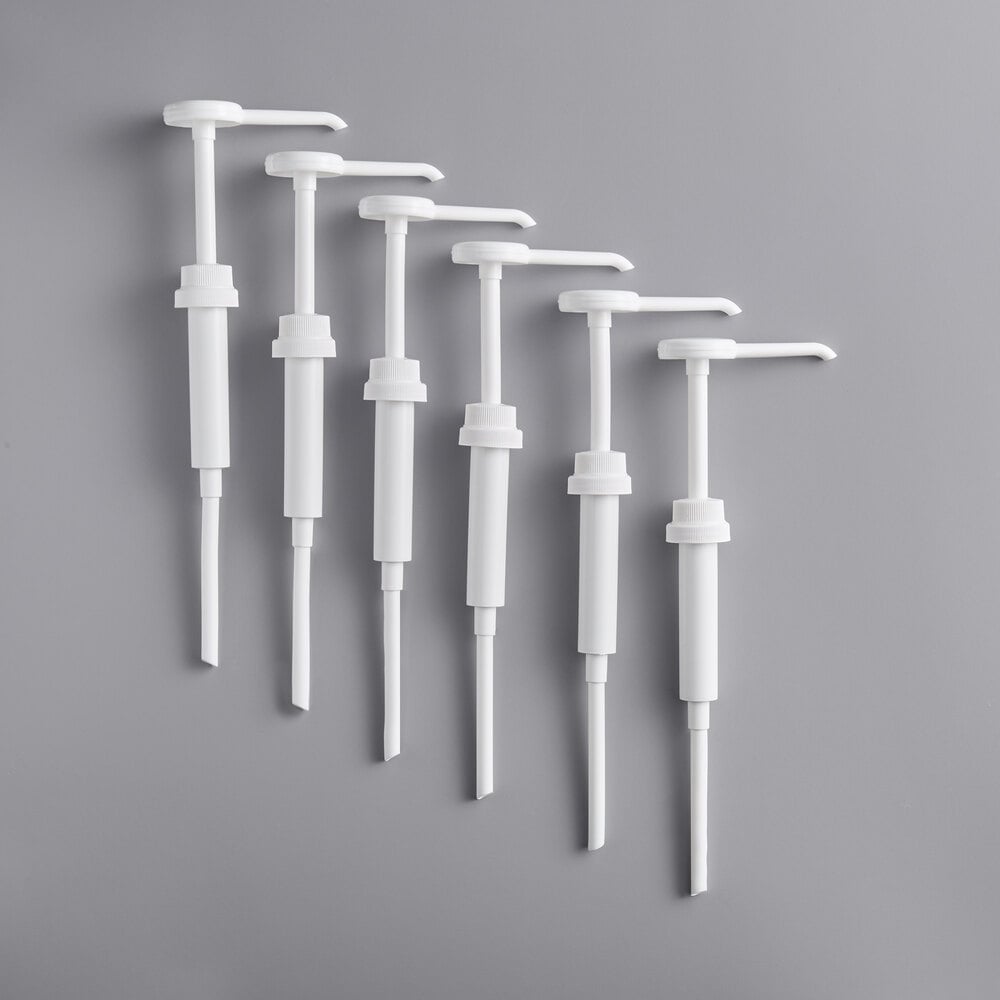 Tablecraft 1 oz. Condiment / Syrup Pump with 38 mm Adapter Lid - 6/Pack