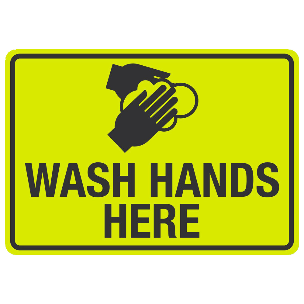"Wash Hands Here" Engineer-Grade Reflective Black / Yellow Decal with ...