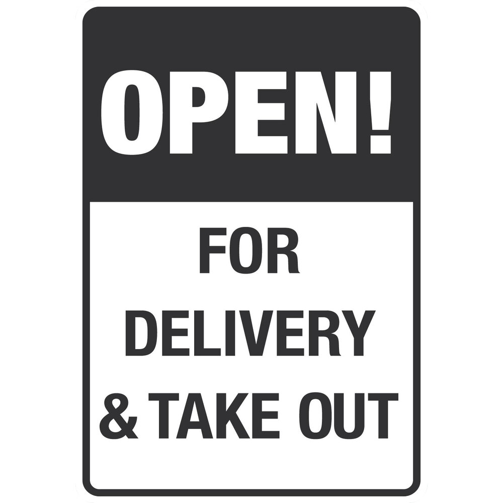"Open! / For Delivery and Take Out" Engineer-Grade Reflective Black ...