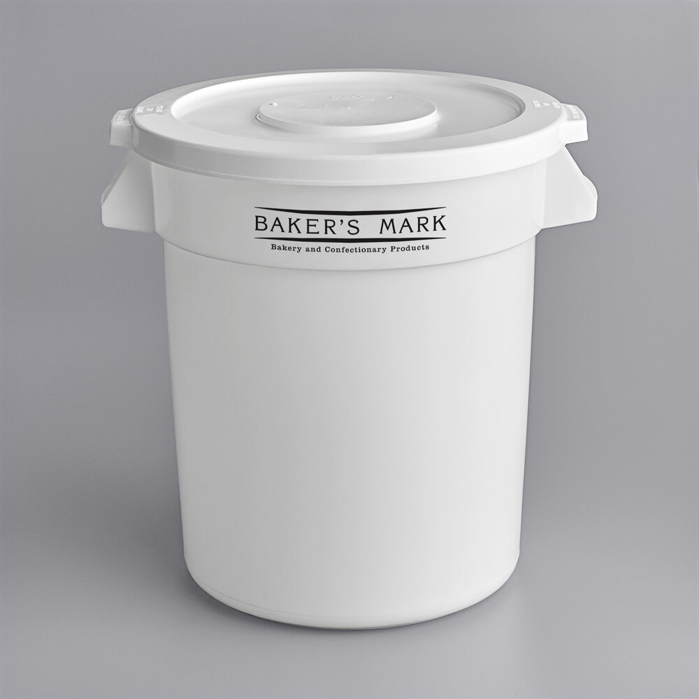Baker's Mark 20 Gallon / 320 Cup White Round Ingredient Storage Bin ...