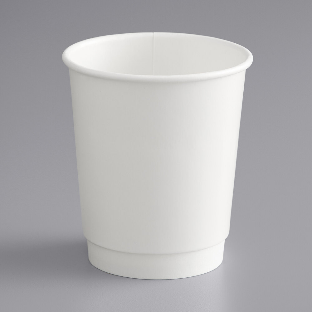 Choice 8 oz. Tall White Smooth Double Wall Paper Hot Cup - 500/Case