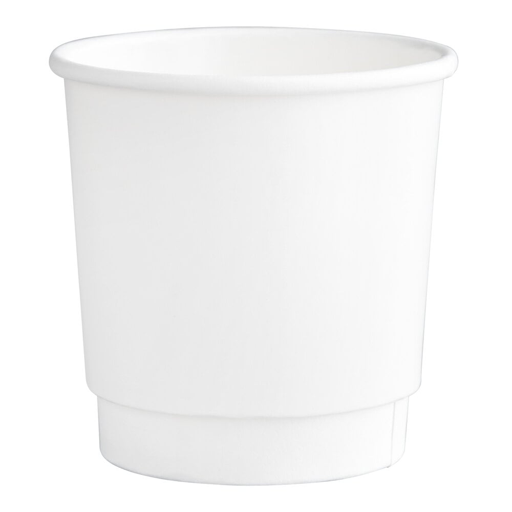 Choice 4 oz. Smooth Double Wall White Paper Hot Cup - 25/Pack