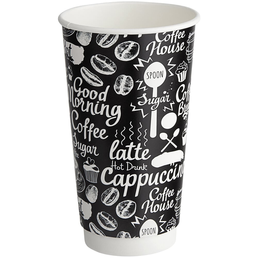 Choice 20 oz. Smooth Double Wall Coffee Break Print Paper Hot Cup - 500 ...