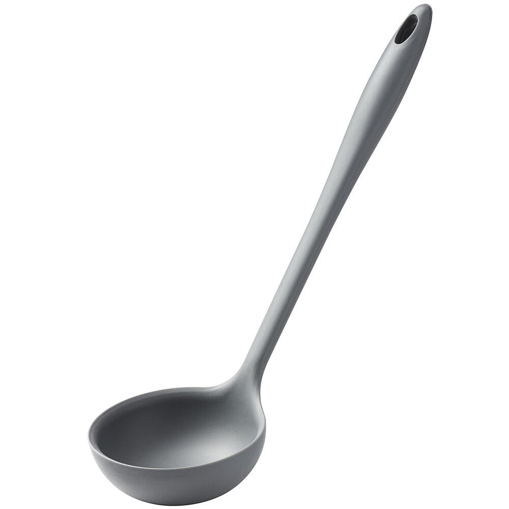 TableCraft H3900GY 5 oz. High Heat Gray Flexible Silicone Ladle with 10 ...