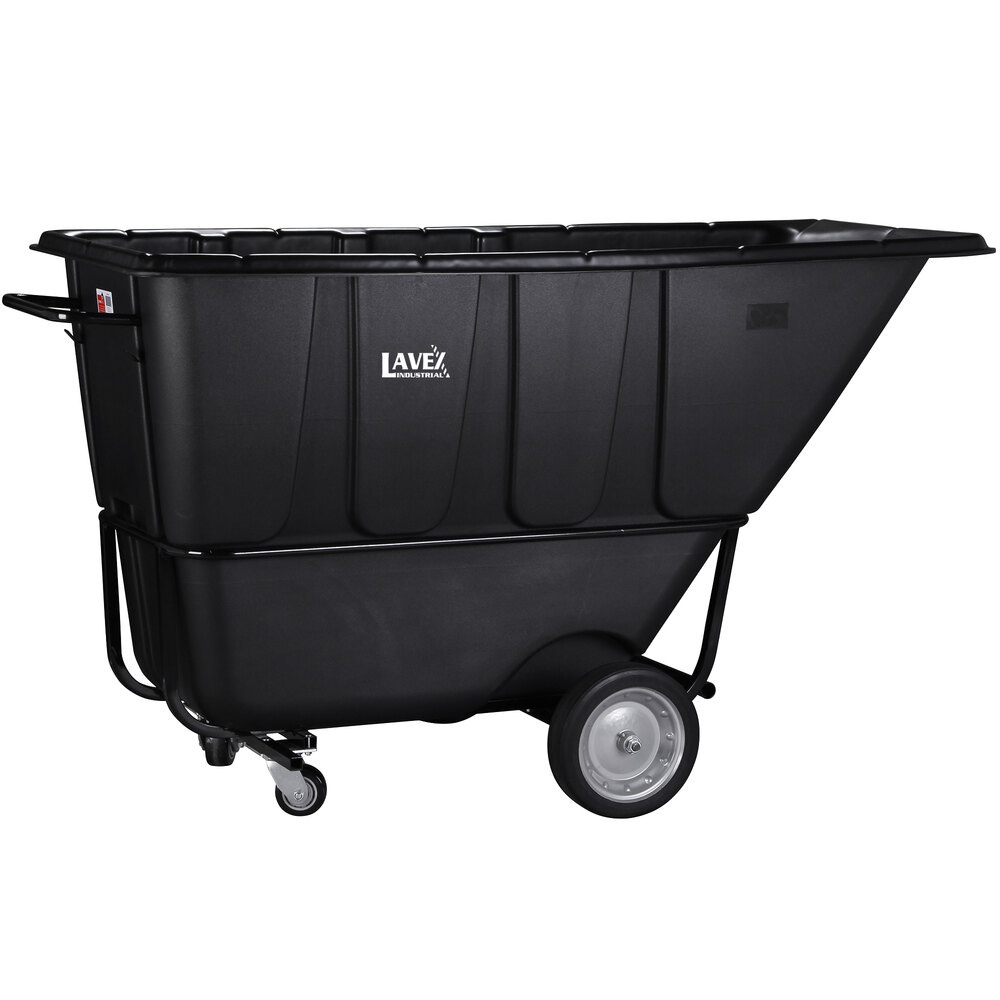 Lavex 1 Cubic Yard Black Forkliftable Standard-Duty Tilt Truck / Trash ...