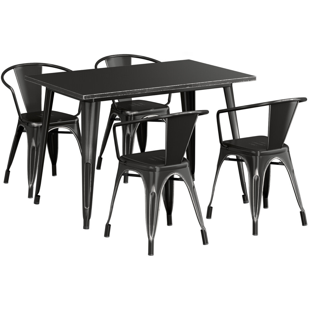 Lancaster Table & Seating Alloy Series 48" x 30" Distressed Black ...