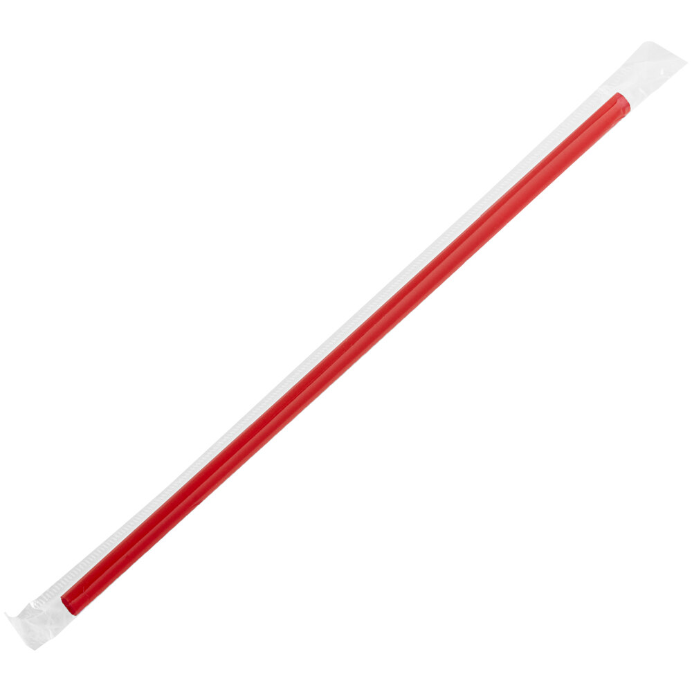 Choice 10" Giant Red Wrapped Straw - 500/Bag