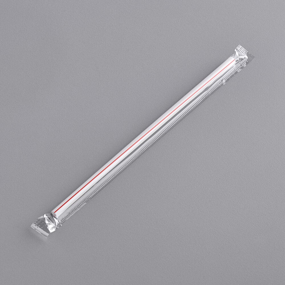 Choice Jumbo White & Red Wrapped Straws in Bulk