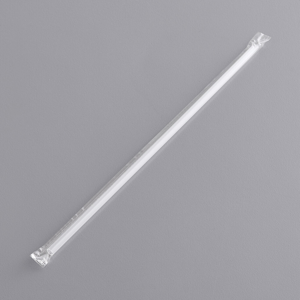 10 1/4" Jumbo Translucent Wrapped Straw - 6000/Case
