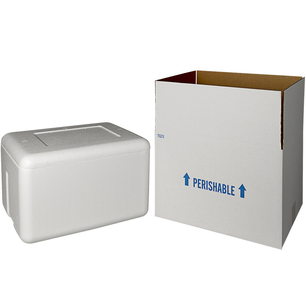 Insulated Shipping Box with Foam Cooler 16 1/2" x 12 1/4" x 10 5/8" - 1 ...
