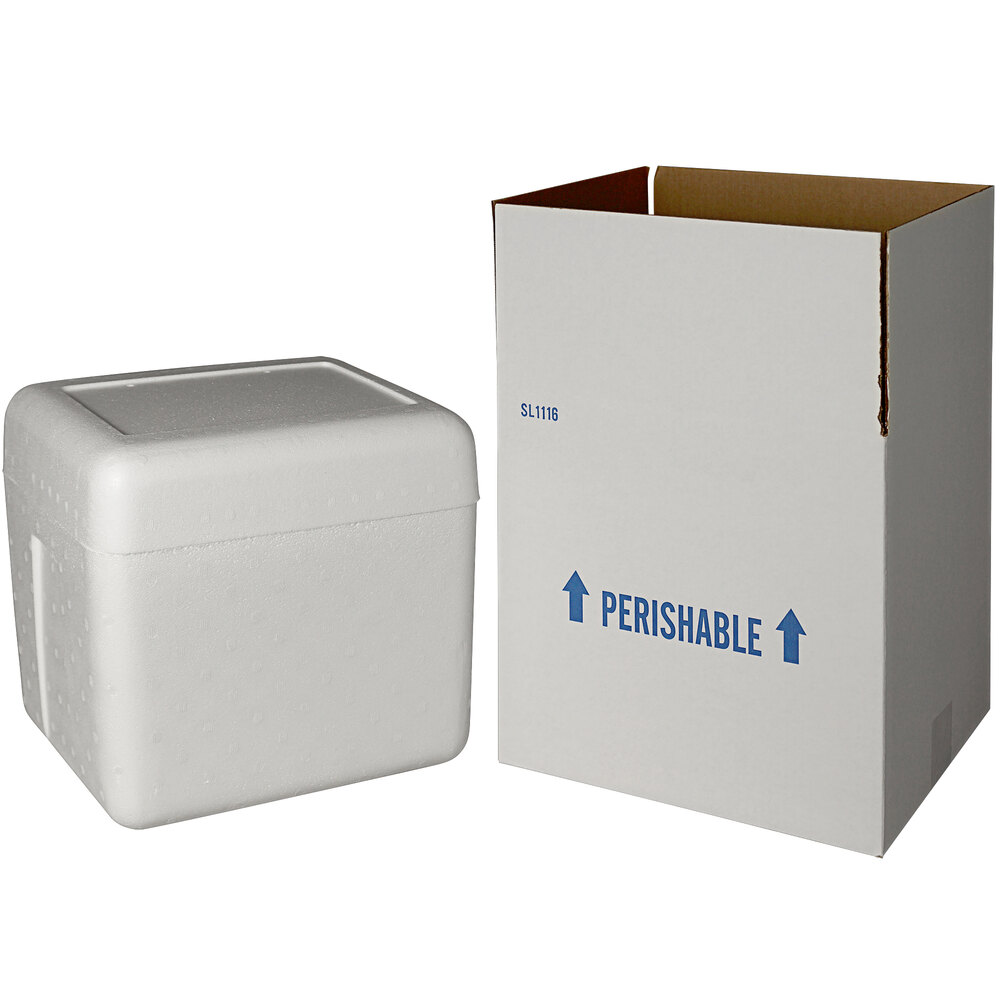 Insulated Shipping Box with Foam Cooler 12" x 10 1/2" x 11 5/8" - 1 1/2 ...