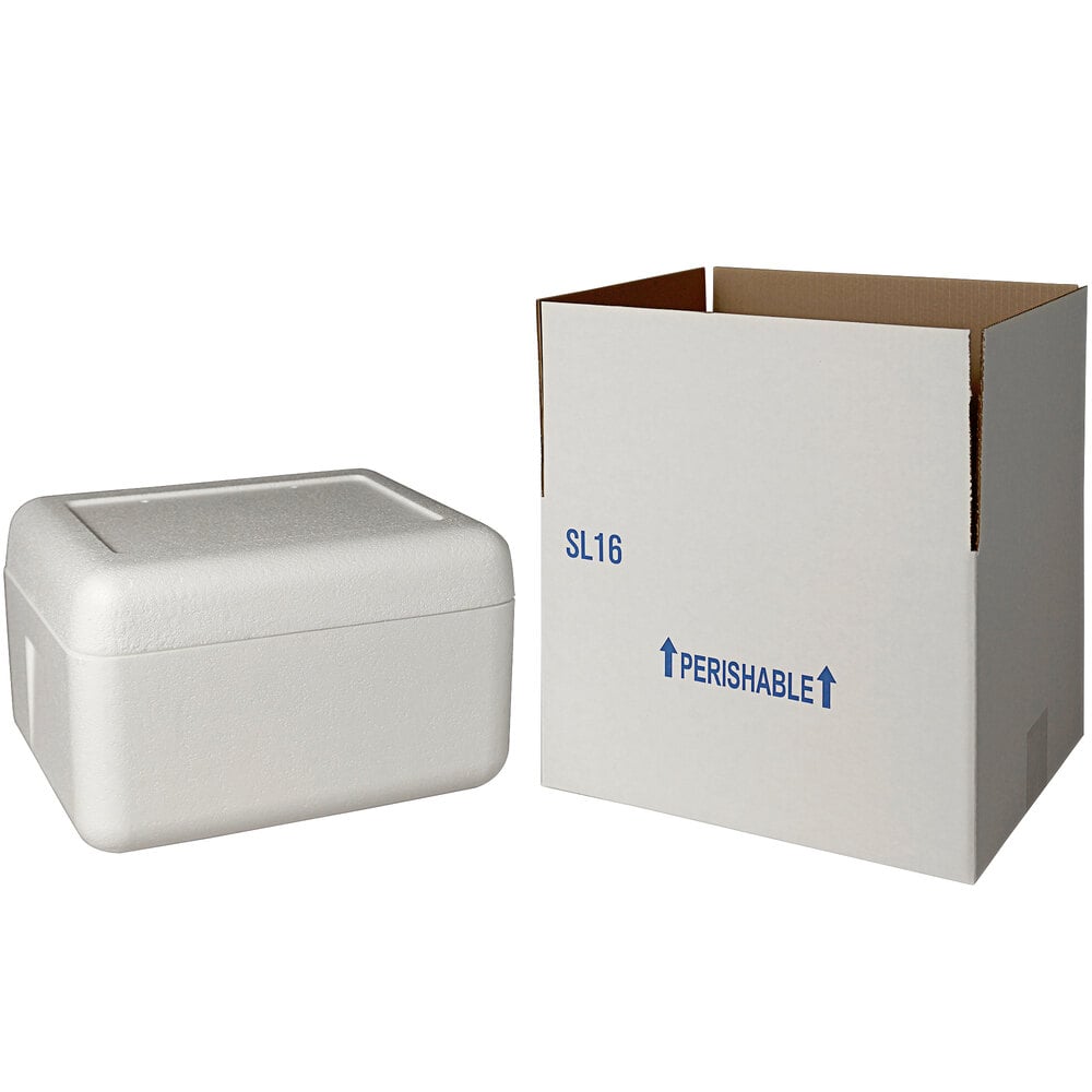 Insulated Shipping Box with Foam Cooler 12 1/8" x 10 3/4" x 6 5/8" - 1 ...