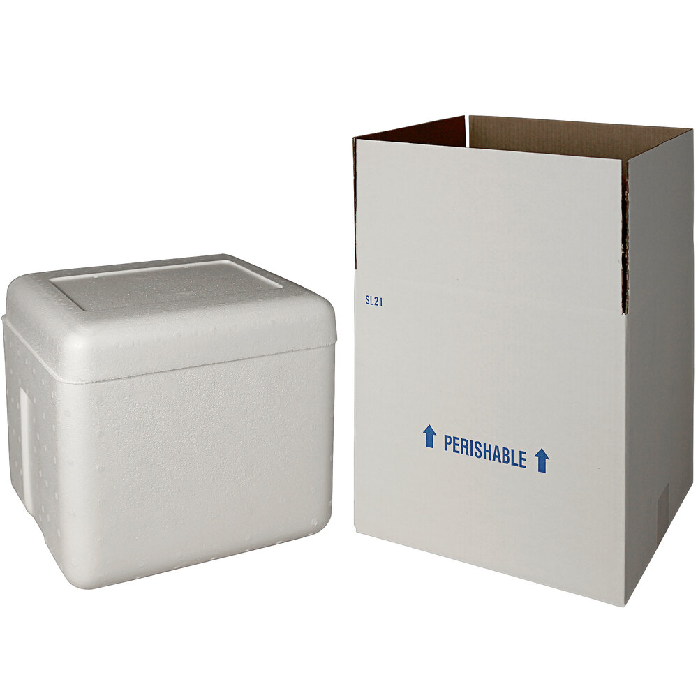 Insulated Shipping Box with Foam Cooler 12" x 12" x 12 1/4" - 1 1/2 ...