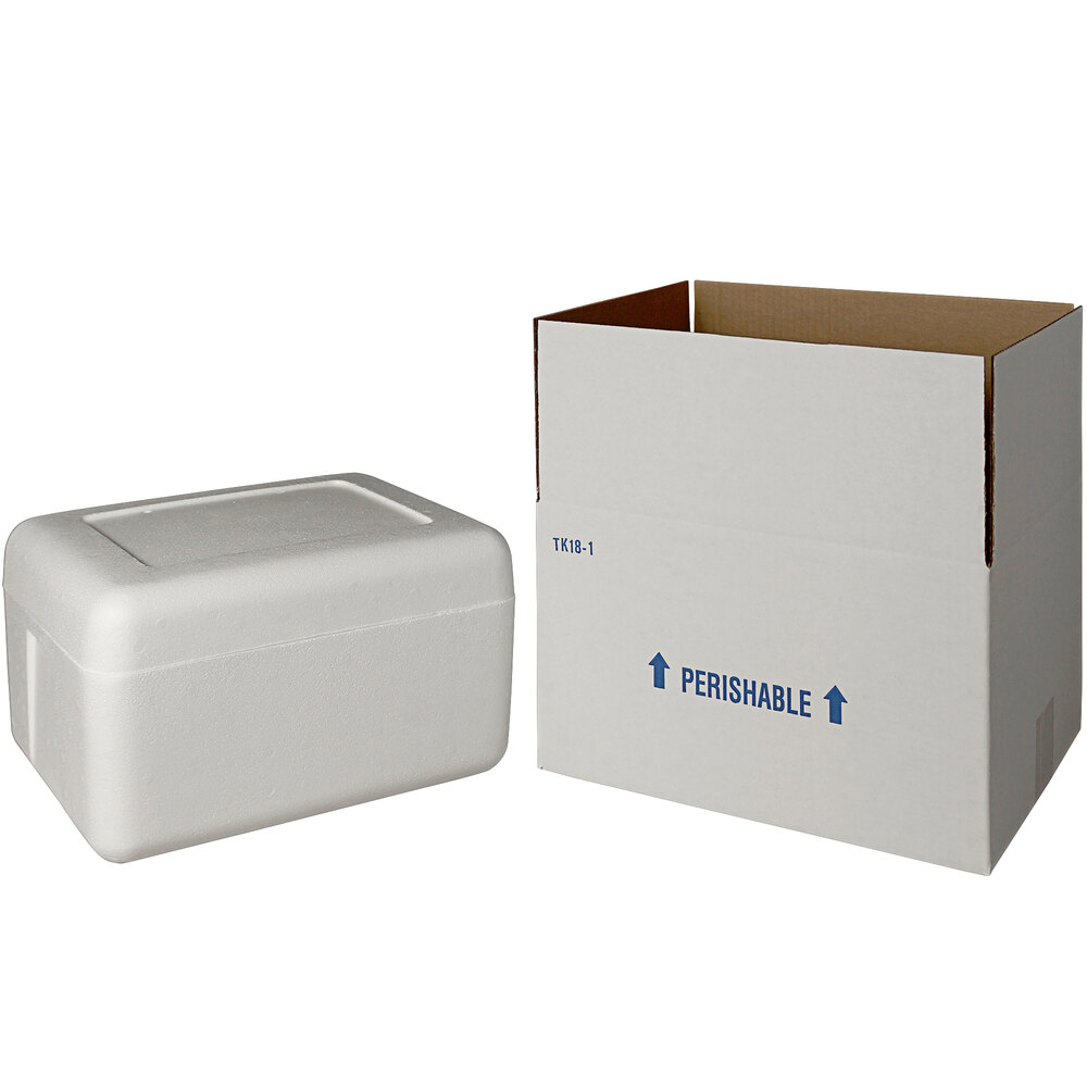 Insulated Shipping Box with Foam Cooler 13 3/8" x 10 3/8" x 6 3/4" - 1 ...
