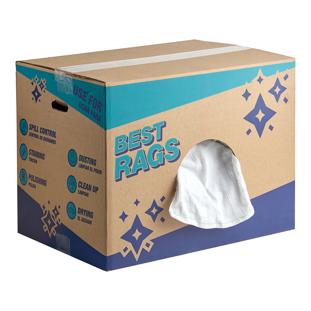 Hospeco Multi-Purpose White Terry Cloth Rags in Bulk - 50 lb.