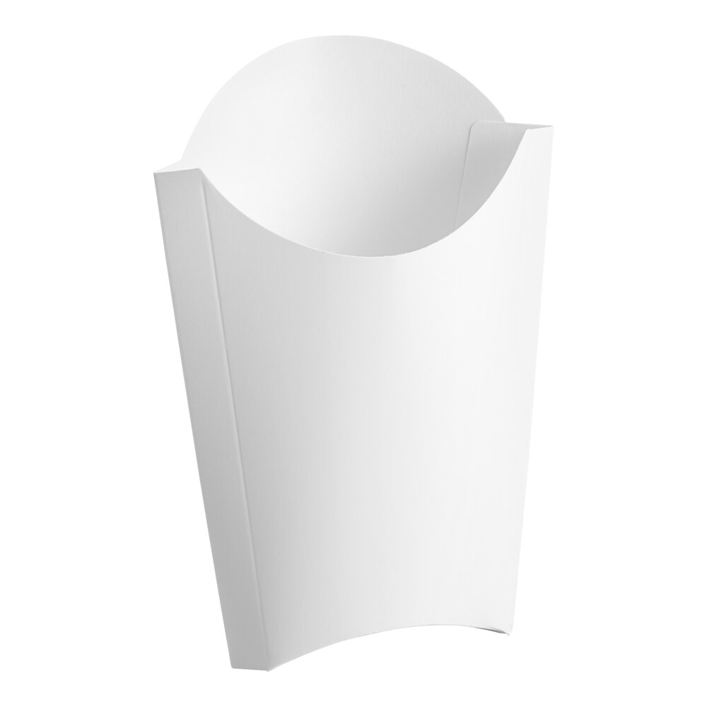 Choice 9 oz. Extra Large White Paper French Fry Scoop / Tray - 50/Pack