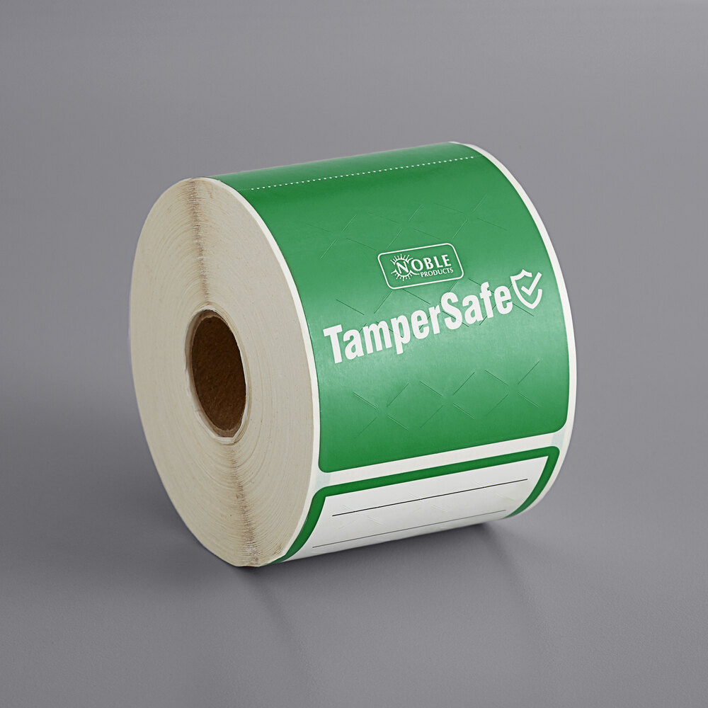 TamperSafe 2 1/2" x 6" Customizable Green Paper Tamper-Evident Label ...