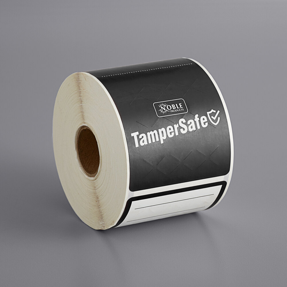 TamperSafe 2 1/2" x 6" Customizable Black Paper Tamper-Evident Label ...