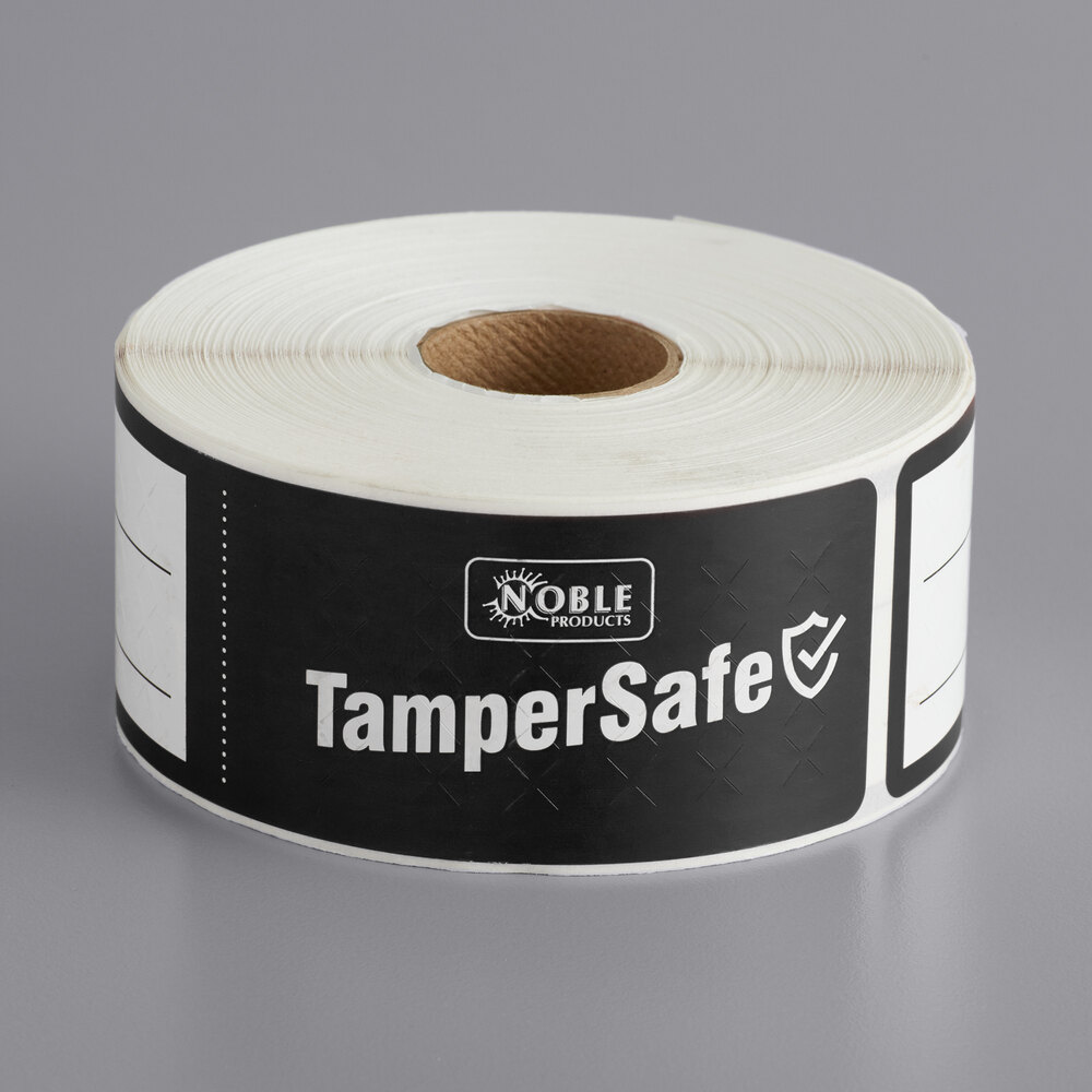 TamperSafe 1 1/2" x 6" Customizable Black Paper Tamper-Evident Label ...