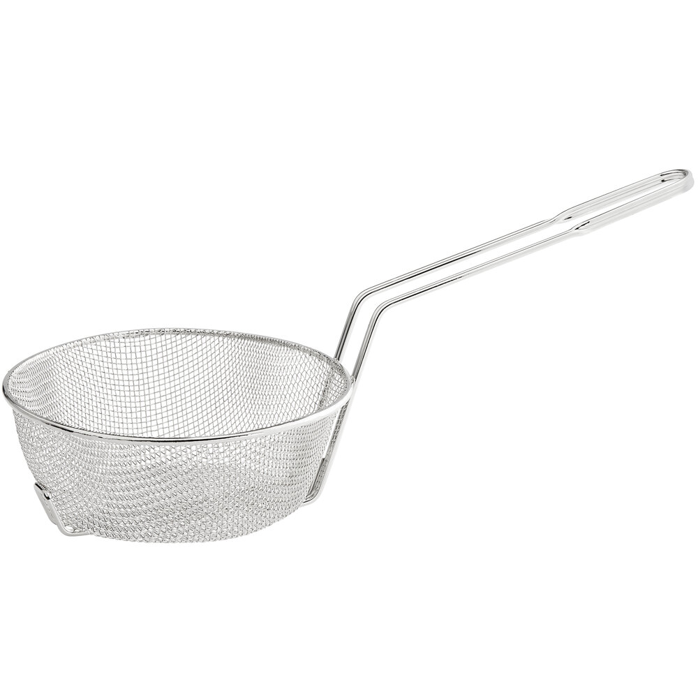 Choice 8" Round Nickel-Plated Fine Mesh Culinary Basket
