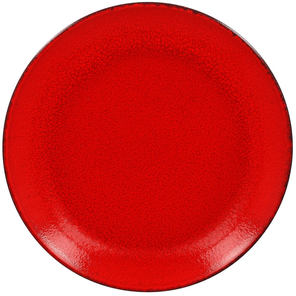 RAK Porcelain Fire 11" Red Flat Porcelain Coupe Plate - 12/Case